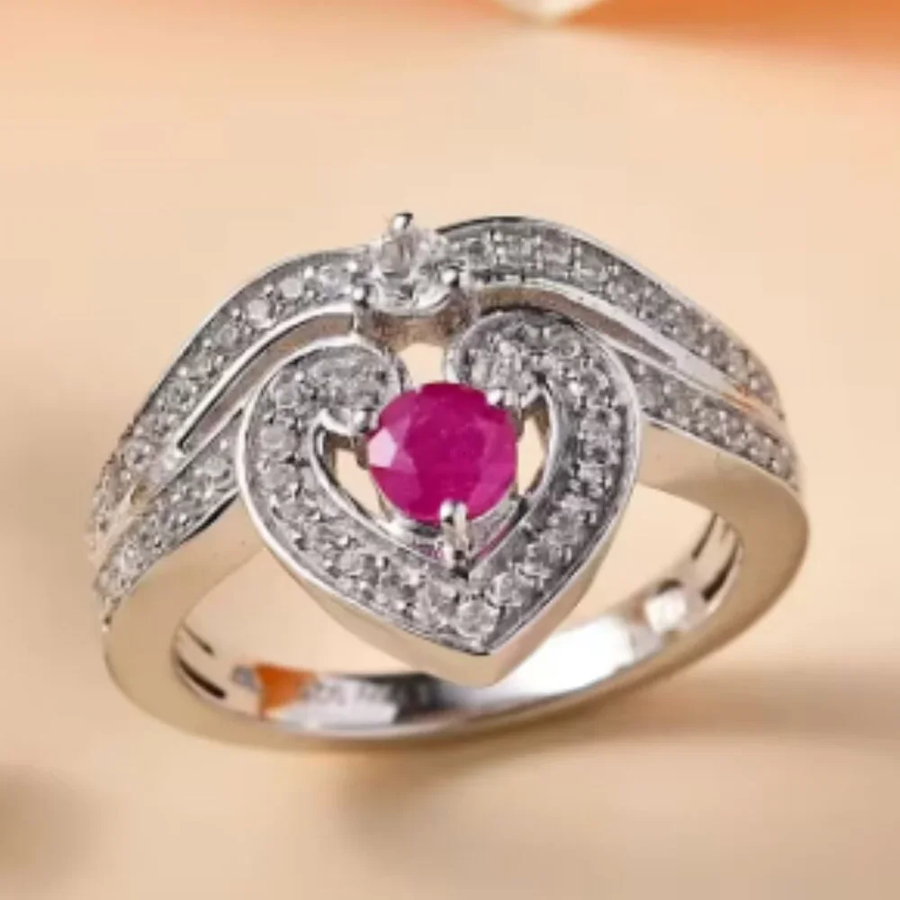 Jewelry | Genuine Premium Montepuez Ruby And White Zircon Art Deco Ring ...